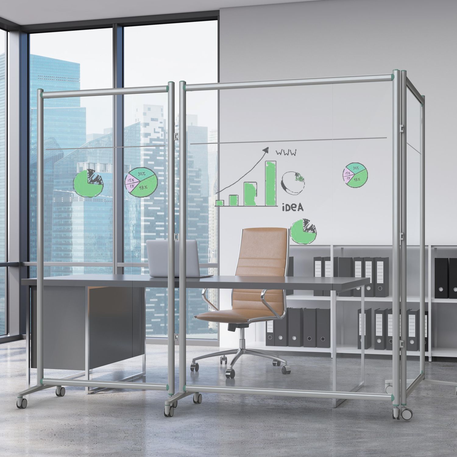 Abnehmbare Trennwand - MOBILFLEX - Flex - modular / Aluminium / Methacrylat