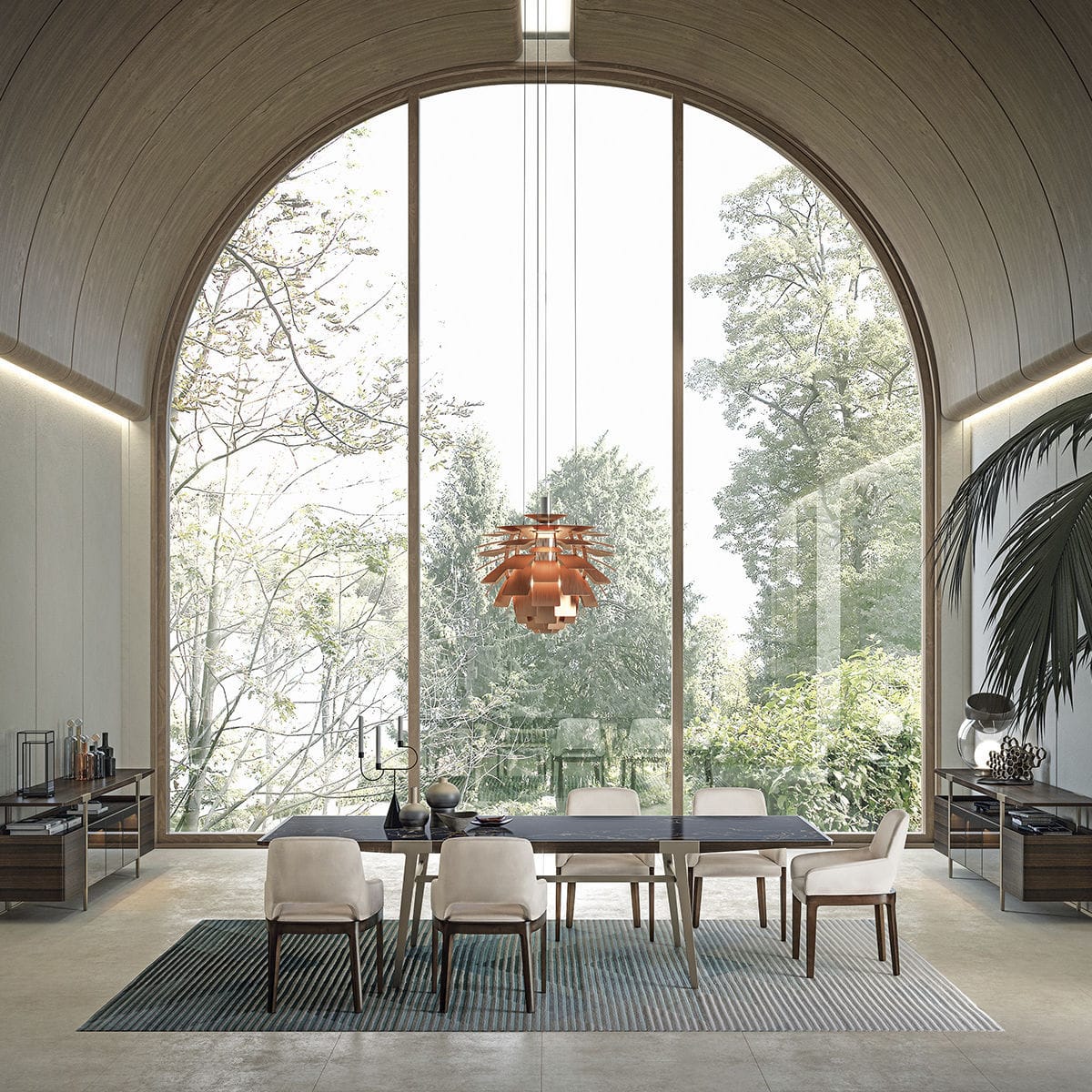 Moderner Esstisch - Domus - TURRI - Holz / Marmor / Gestell aus Metall