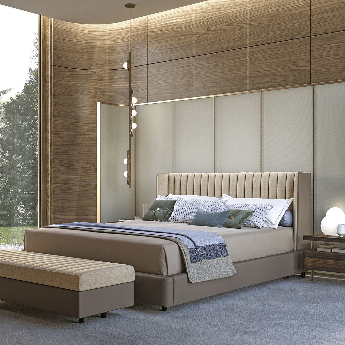 Doppelbett - Domus - TURRI - modern / Polster / gepolstertes Kopfteil