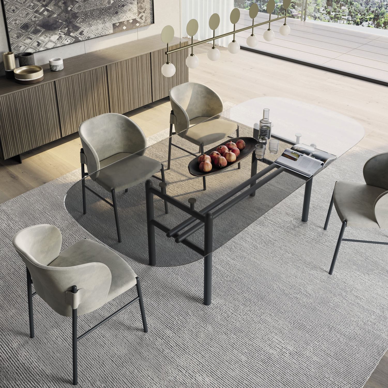 Moderner Esstisch - SUPERNOVA - Dall'Agnese - lackiertes Glas / Gestell ...