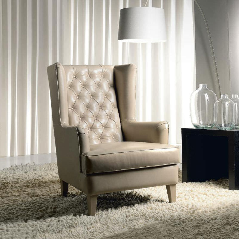 Moderner Sessel - MARILYN - Cava - Leder / Ohren / Bergère-Stil