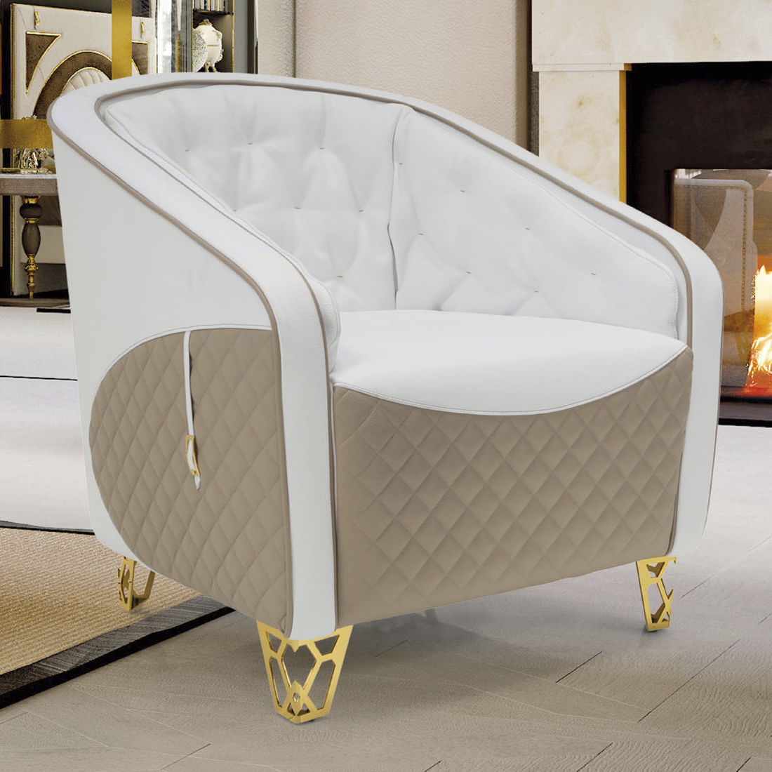 Moderner Sessel - Hampton - Formenti - Stoff / Leder / mehrfarbig