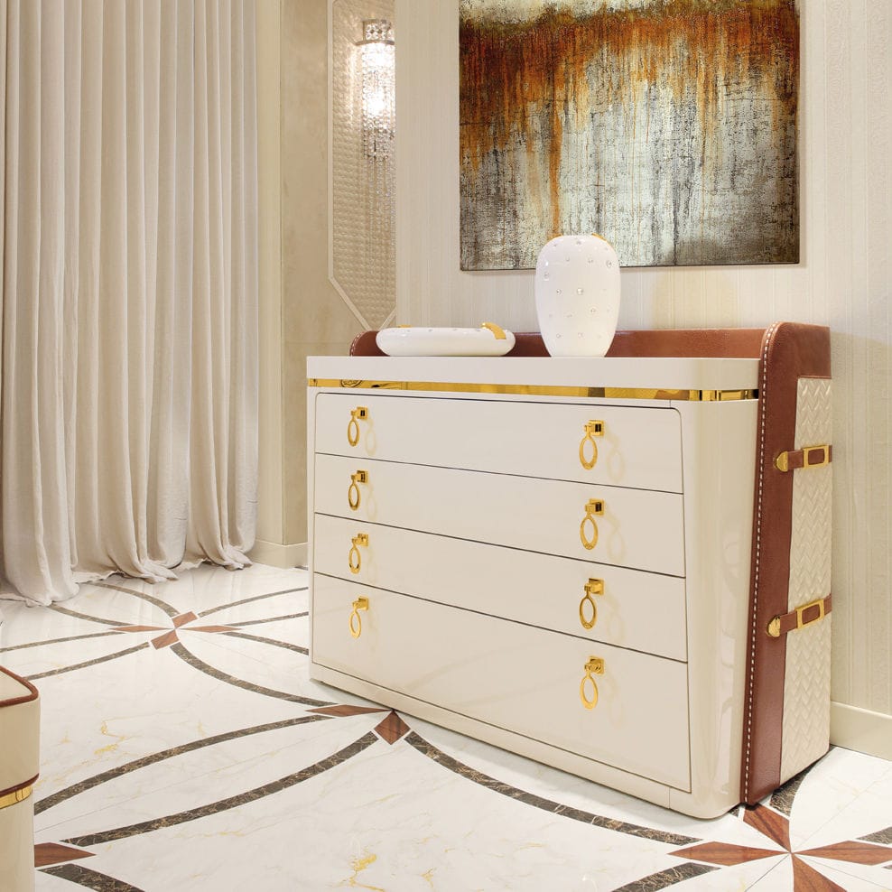 Moderne Kommode - Metropol - Formenti - Holz / Leder / Stoff