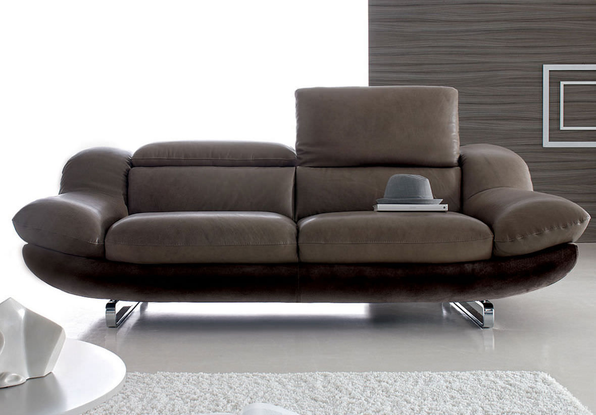 Braunes Sofa - FORTUNE 939M - Marinelli - Polyester / 3 Plätze / mit ...