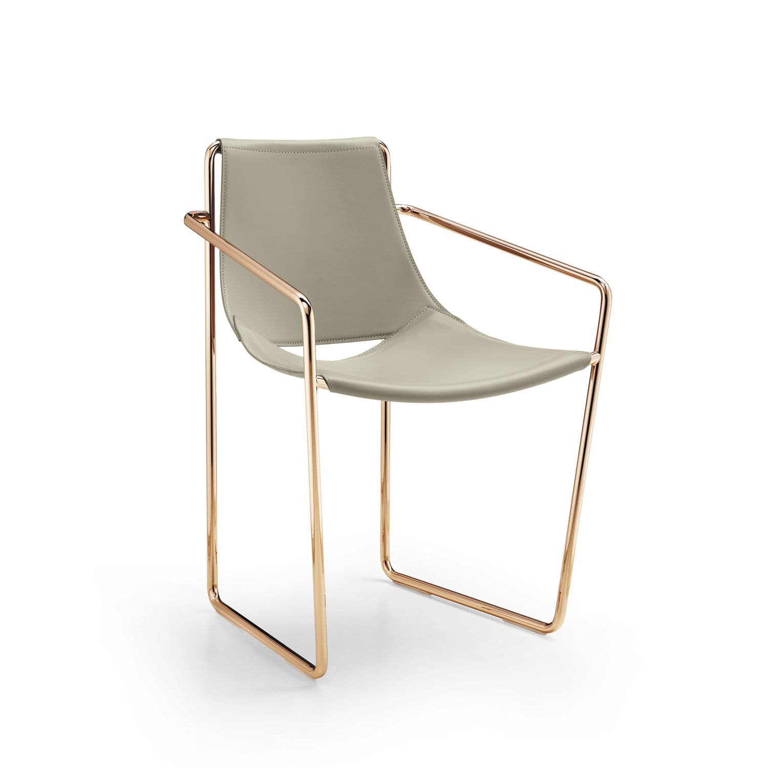 Moderner Sessel - Apelle P M CU - MIDJ - Leder / Metall / beige