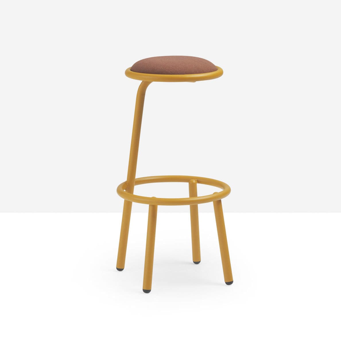 Barhocker / originelles Design - Less - MIDJ - Leder / Stoff / Holz