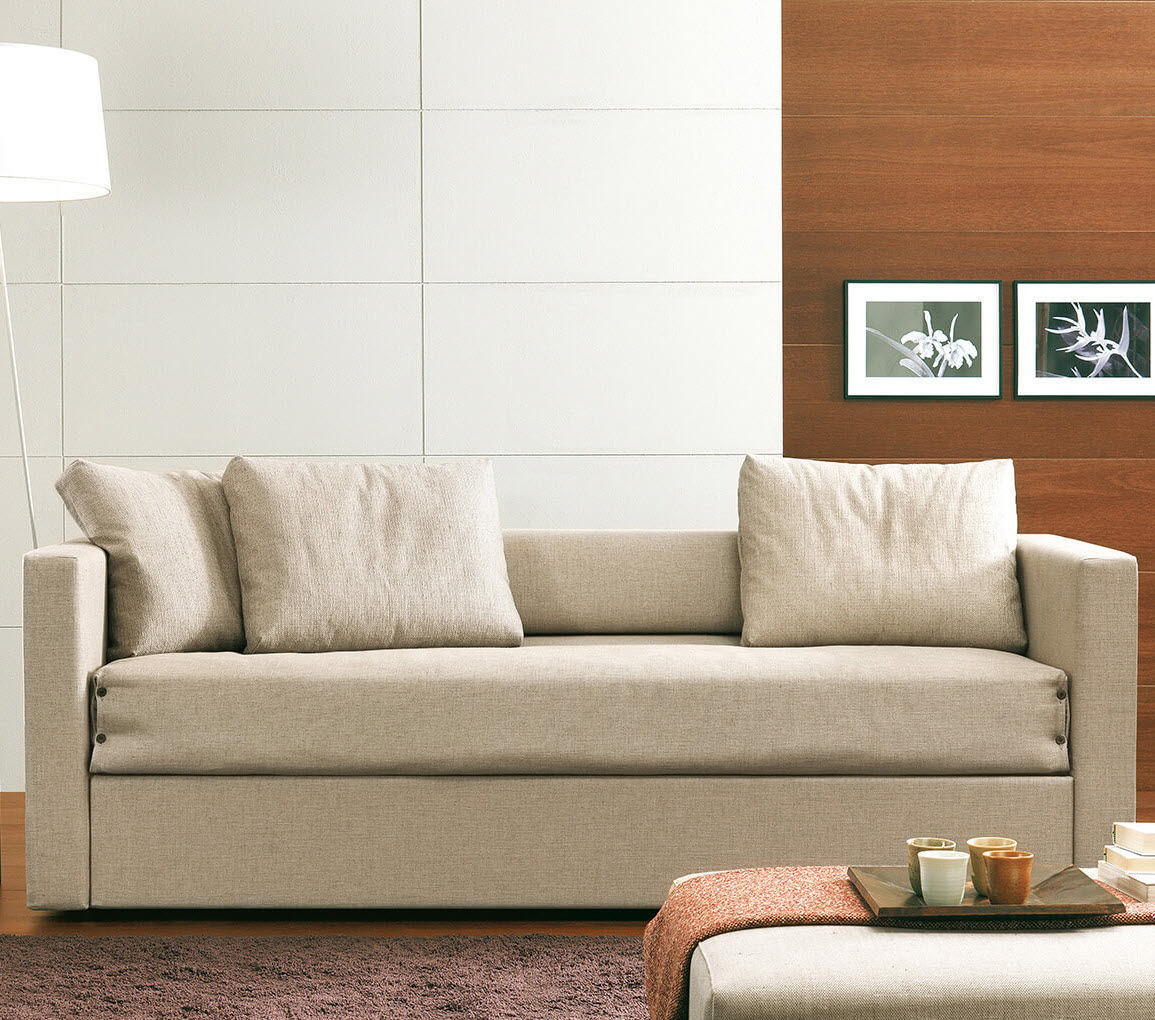 Bettsofa - MYRIAM - Pol 74 - modern / Samt / beige