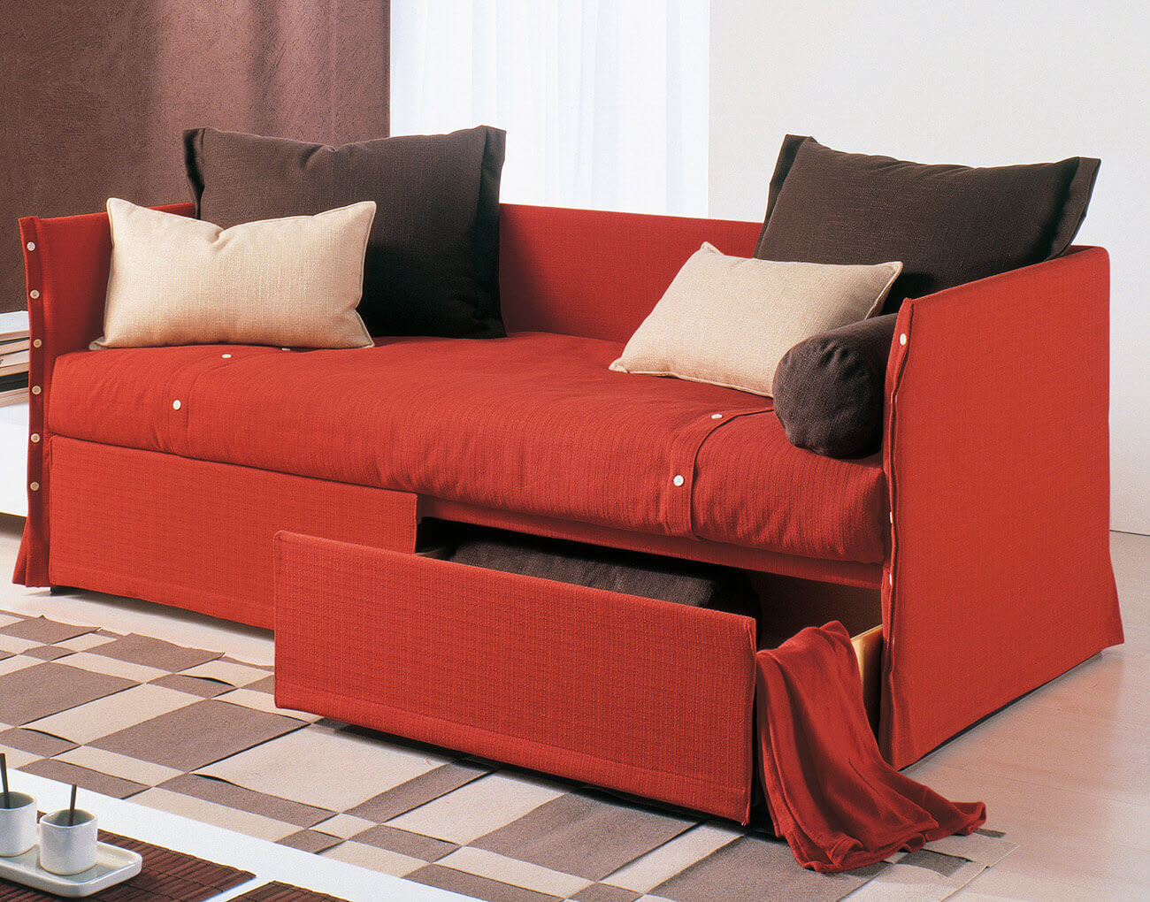 Bettsofa - OTTOMANA - Pol 74 - modern / grau / blau