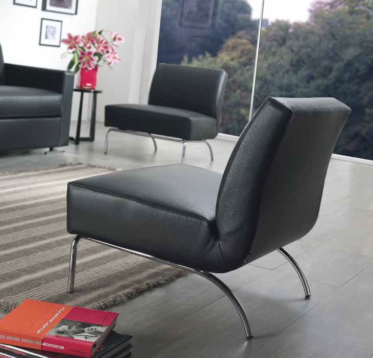 Moderner Kaminsessel - OSLO - Pol 74 - Leder / Metall / schwarz