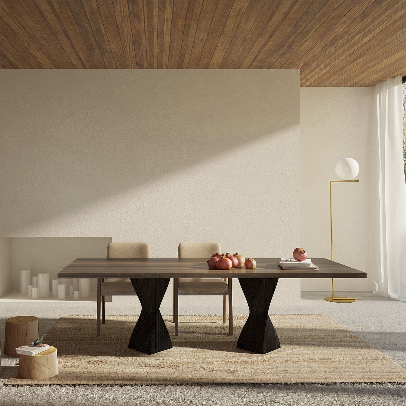 Moderner Tisch - SIMPLE TWIST - RIVA 1920 - Eiche / Nussbaum / Holzfurnier