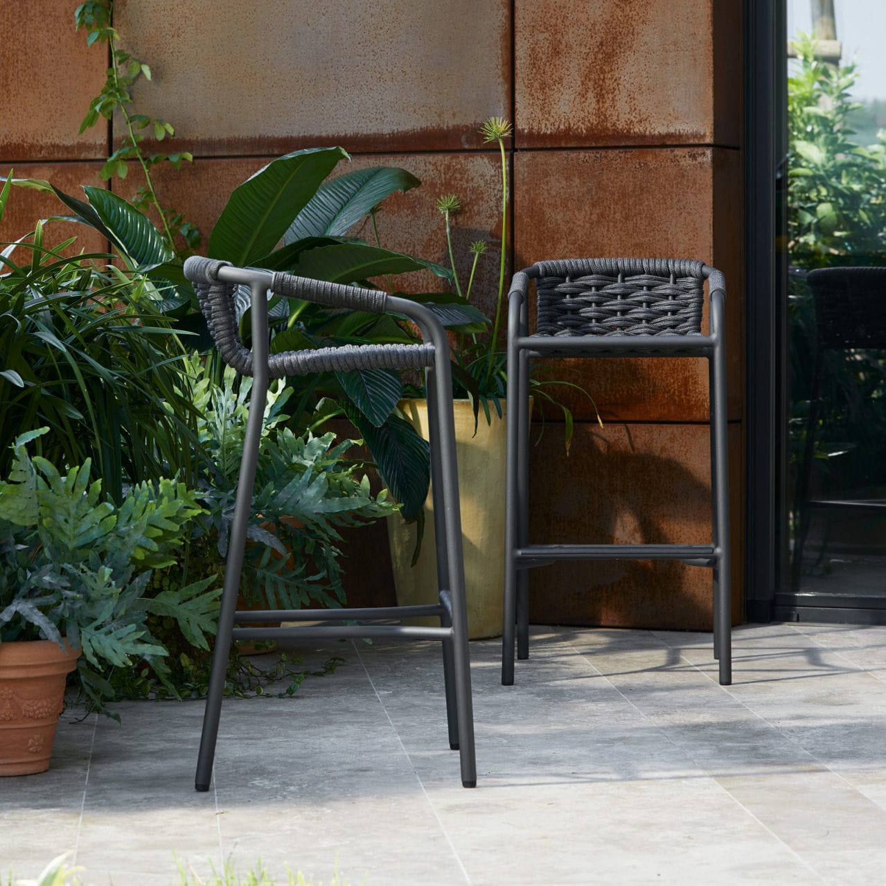 Moderner Barhocker - CAPRI - Roberti Rattan - Kordel / Gestell aus ...