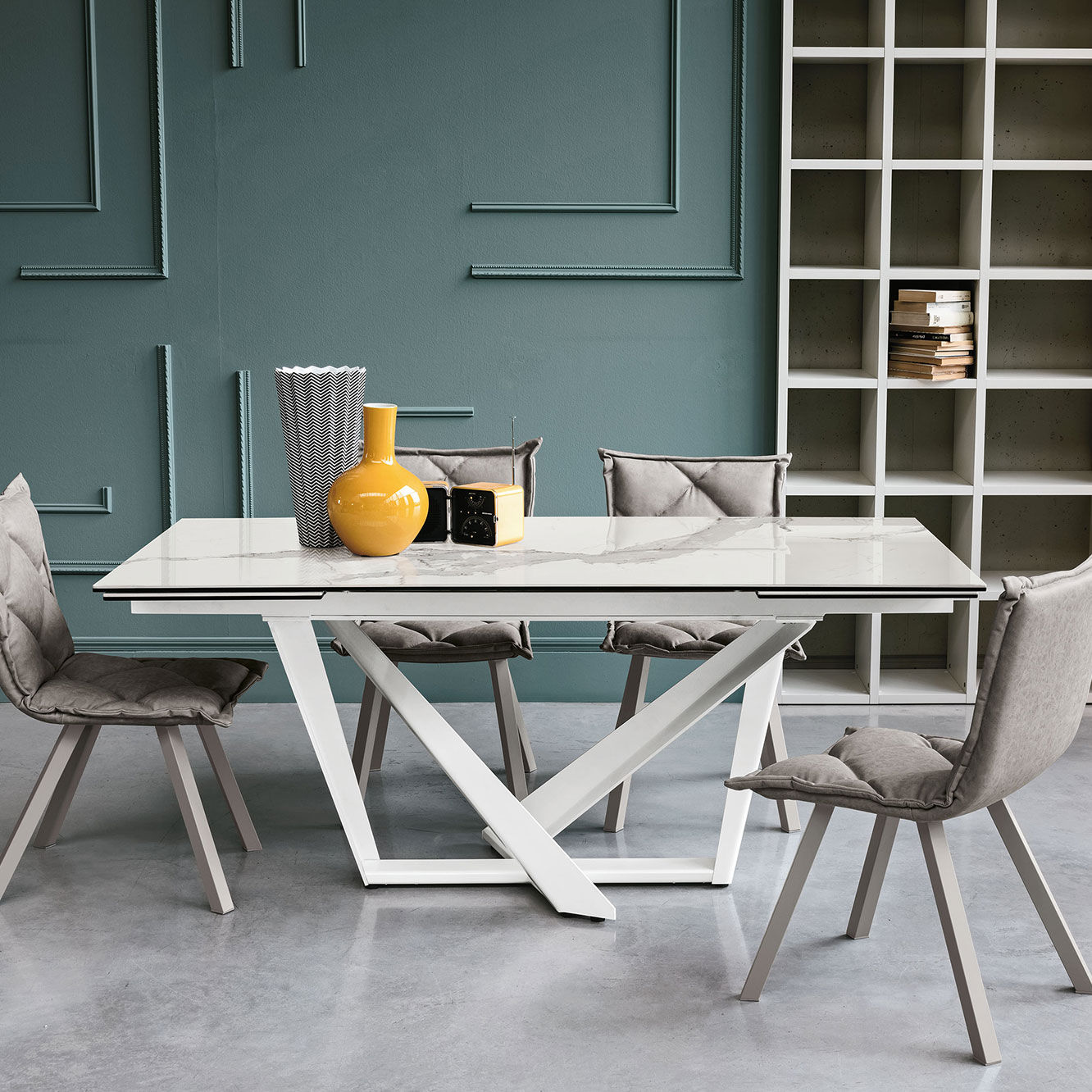 Moderner Esstisch - PRIAMO 160 - Target Point - Feinsteinzeug / Gestell ...