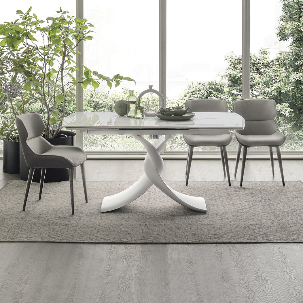 Moderner Esstisch - TWIST 160 - Target Point - Feinsteinzeug / Gestell ...