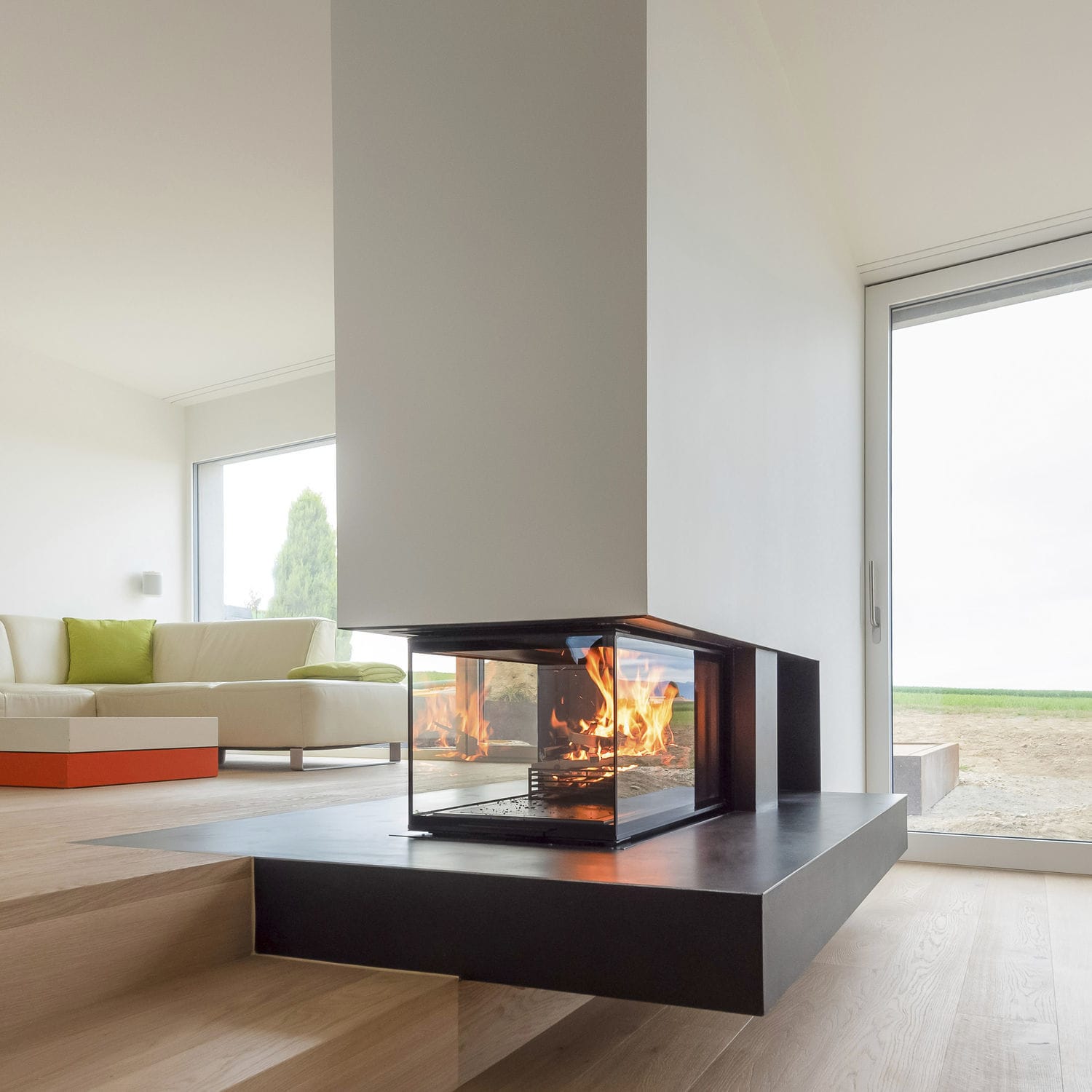 Holzkamin - RIII, ROOM DIVIDER - Rüegg Cheminée Schweiz AG - Einbau ...