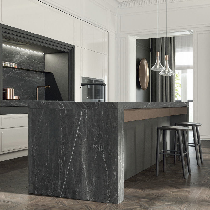 Moderne Küche - MEMORIA - CASTAGNA CUCINE - Holz / Marmor / Kochinsel