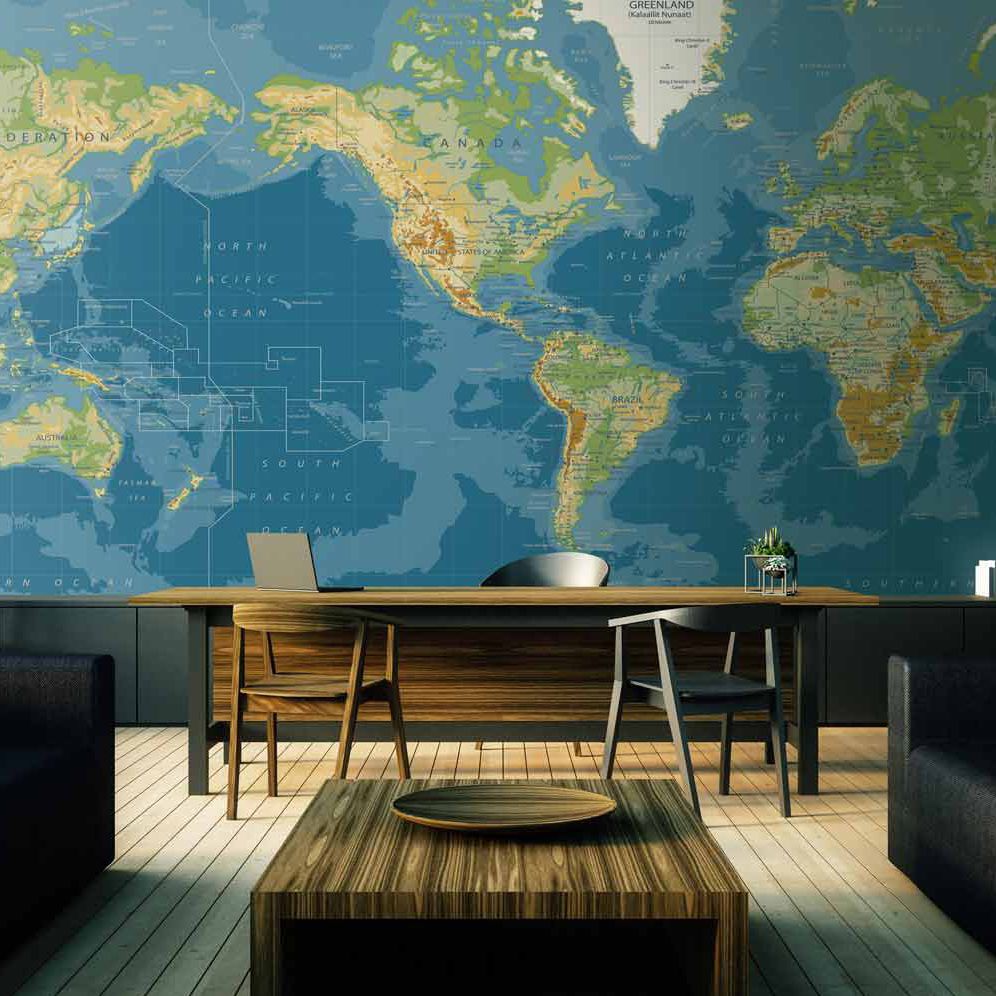 Moderne Tapete - WORLD MAP WM2093 - LGD01 décor mural sur mesure ...