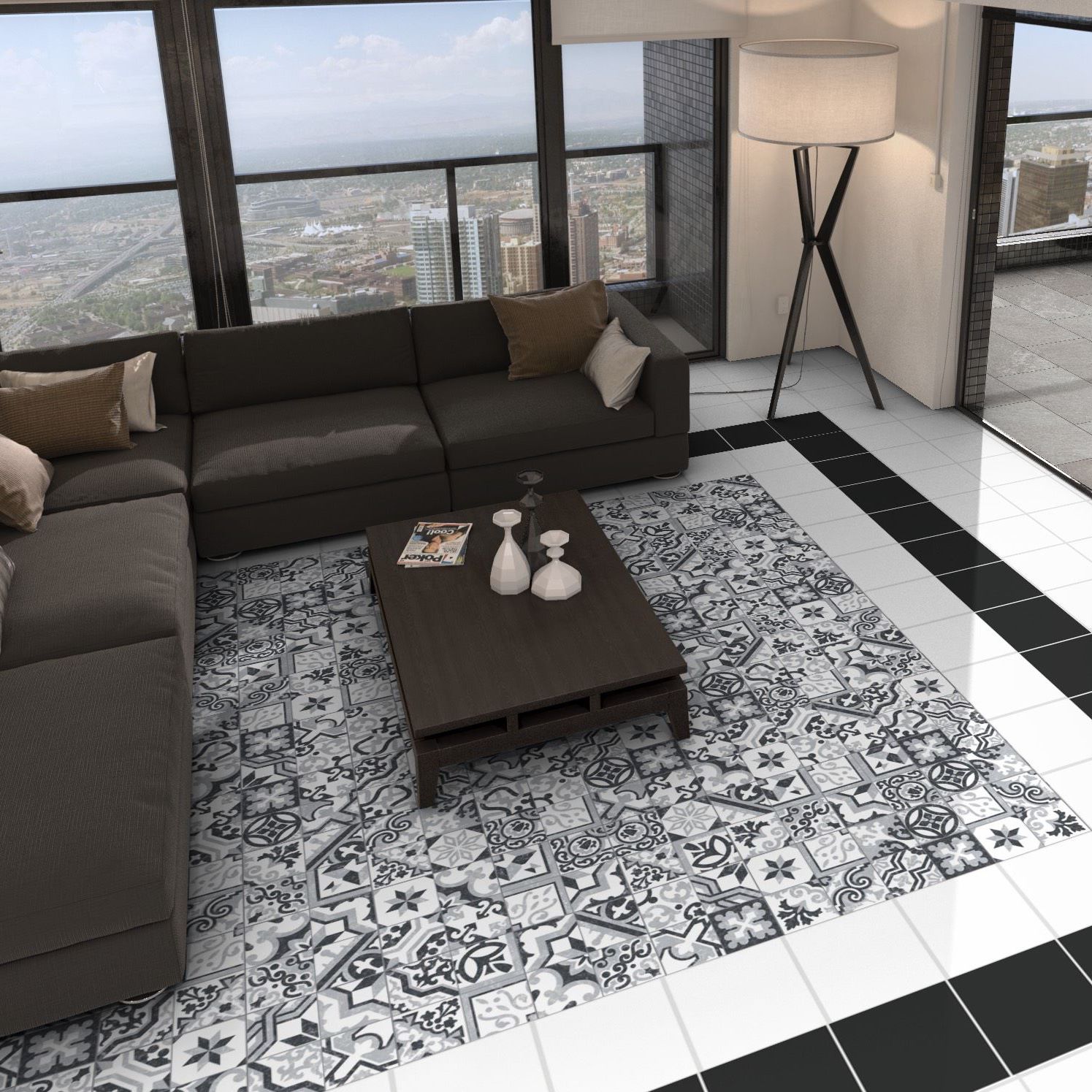 Feinsteinzeugfliesen - BORNE - Codicer - für den Innenraum / bodenstehend / Patchwork