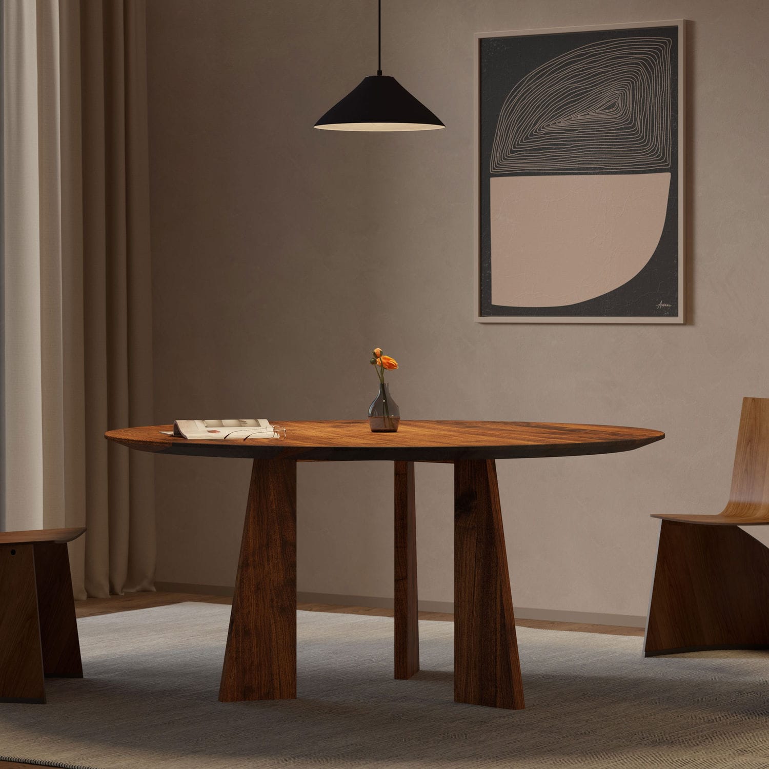 Moderner Tisch - PYLON ROUND - vitamin design - Eiche / Massivholz ...