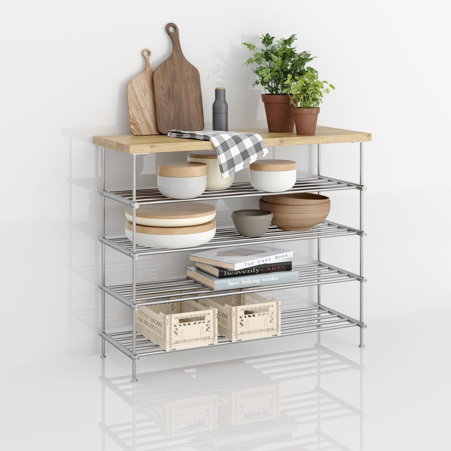Modernes Regal - SBS-4-Eiche - PHOS Design GmbH - Holz / Edelstahl