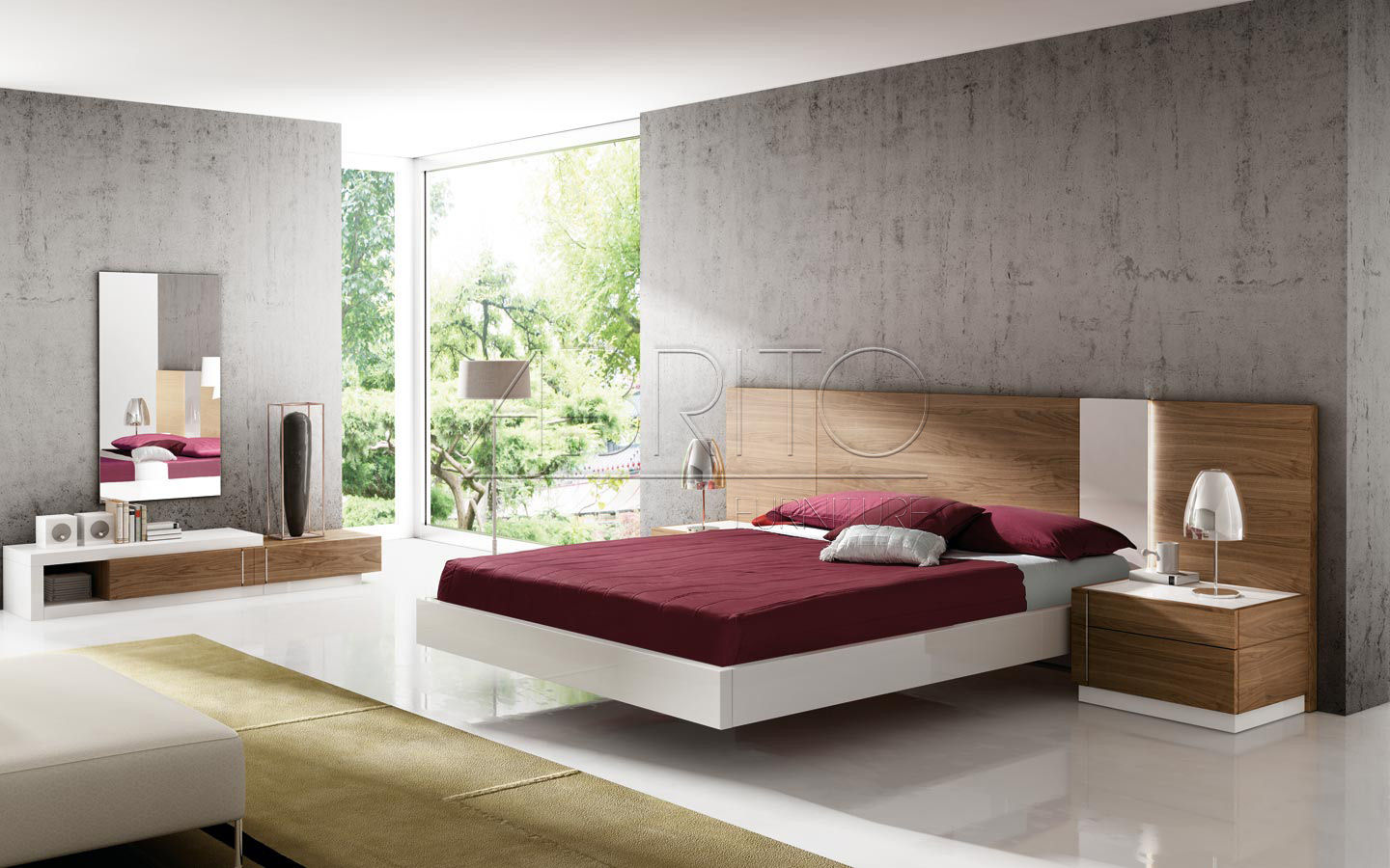 Schwebebett - SELECT : 06C - A. Brito - Doppelbett / modern / Kopfteil