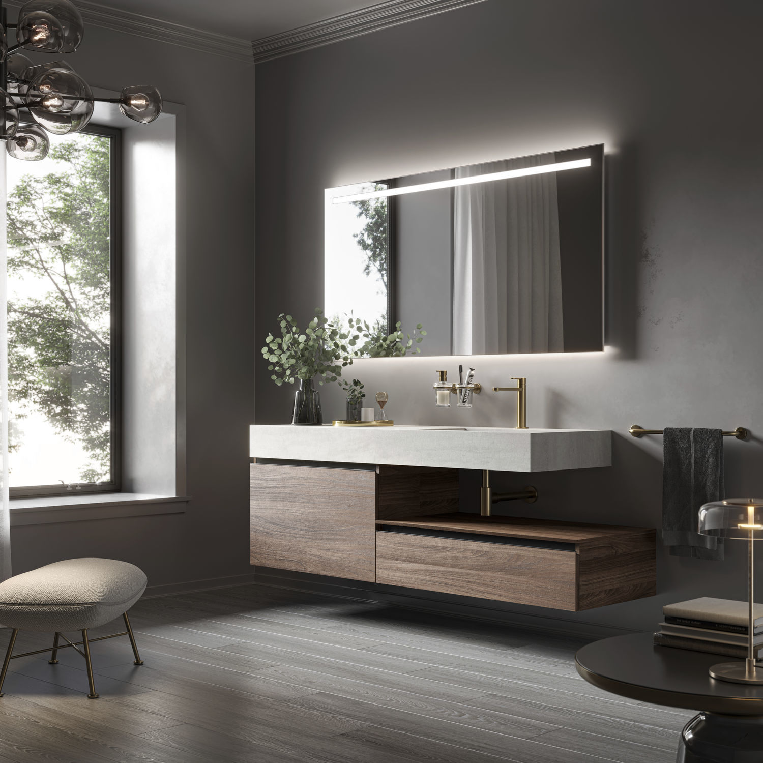 Wandhängender Waschtisch-Unterschrank - PERFETTO - Inda - Holz / MDF ...