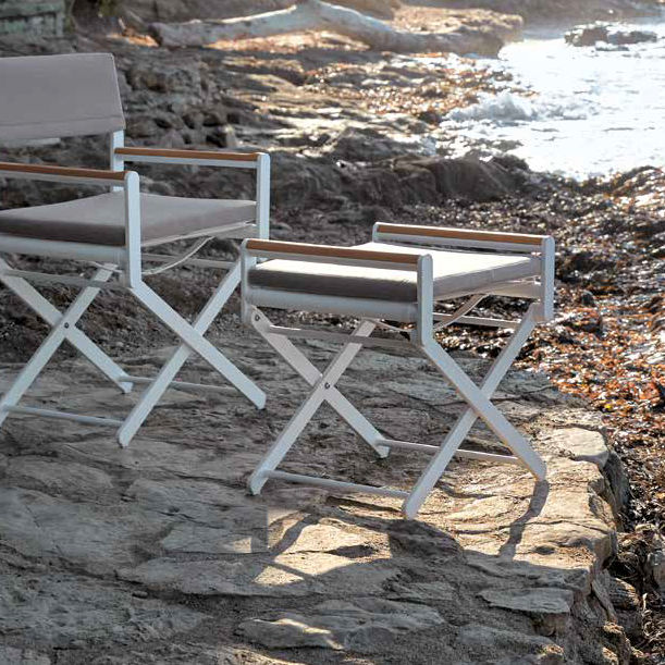 Moderner Beistelltisch - OSKAR - SIFAS - Teakholz / Glas / Polyester