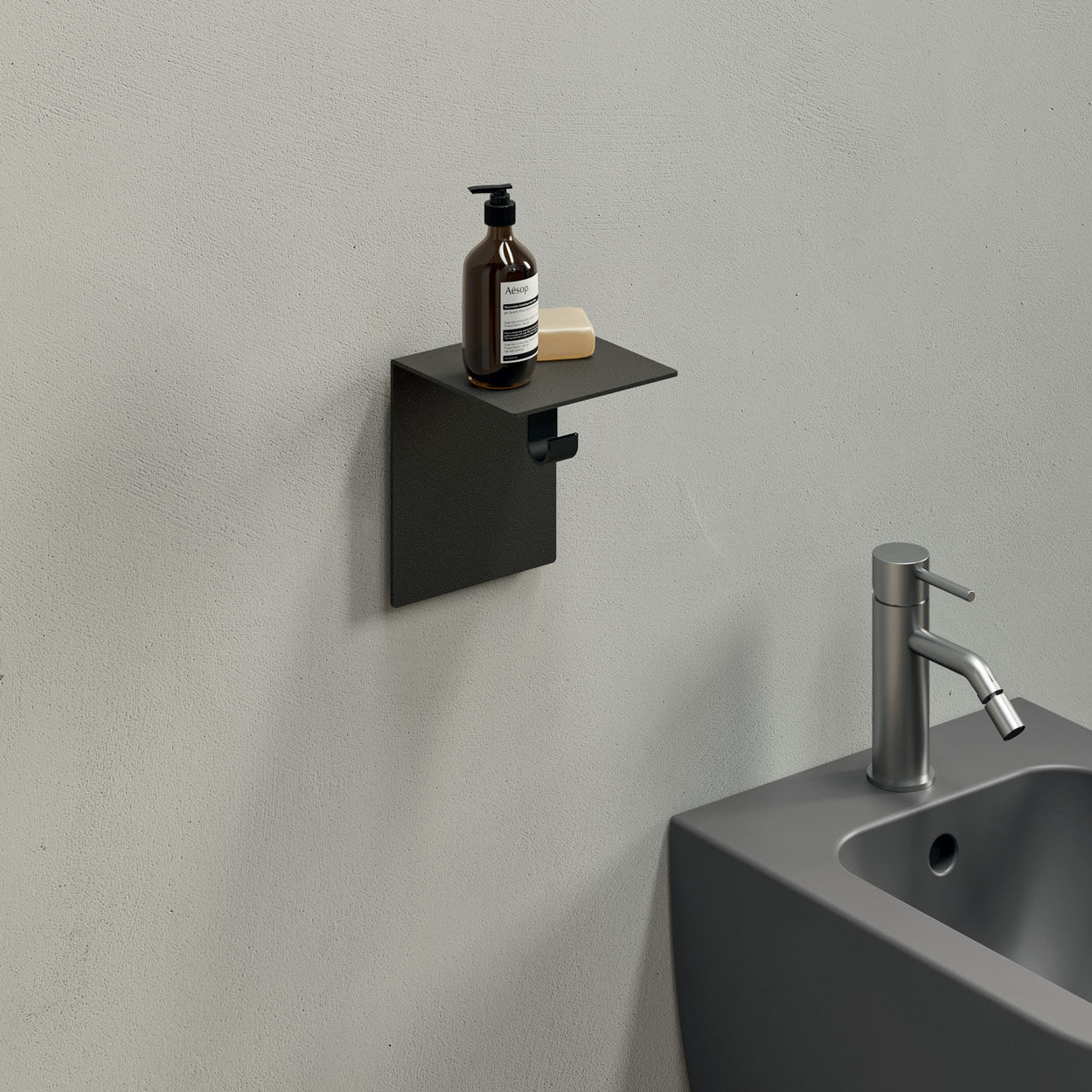 Wandmontierter Seifenhalter - Interlude - Rexa Design - Metall / schwarz