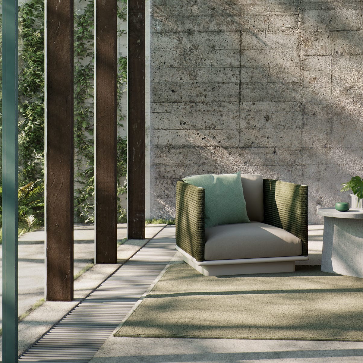 Moderner Sessel - Giro - KETTAL - Stoff / Aluminium / Kordel