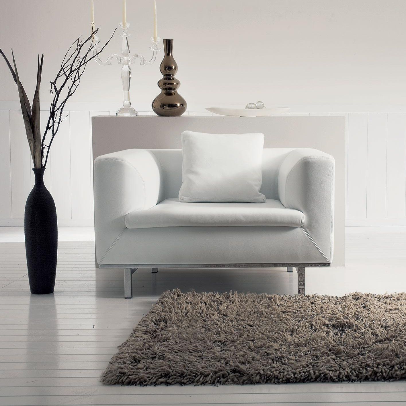 Moderner Sessel - SAMAR - Italy Dream Design - Leder / Stoff / Chromstahl