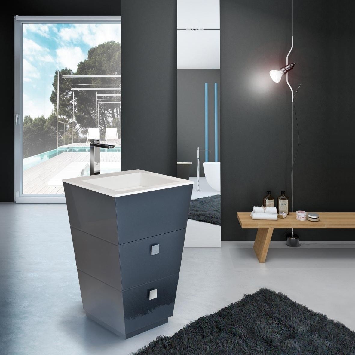 Freistehender Waschtisch-Unterschrank - LIBECCIO 50 - LASAIDEA - Holz ...