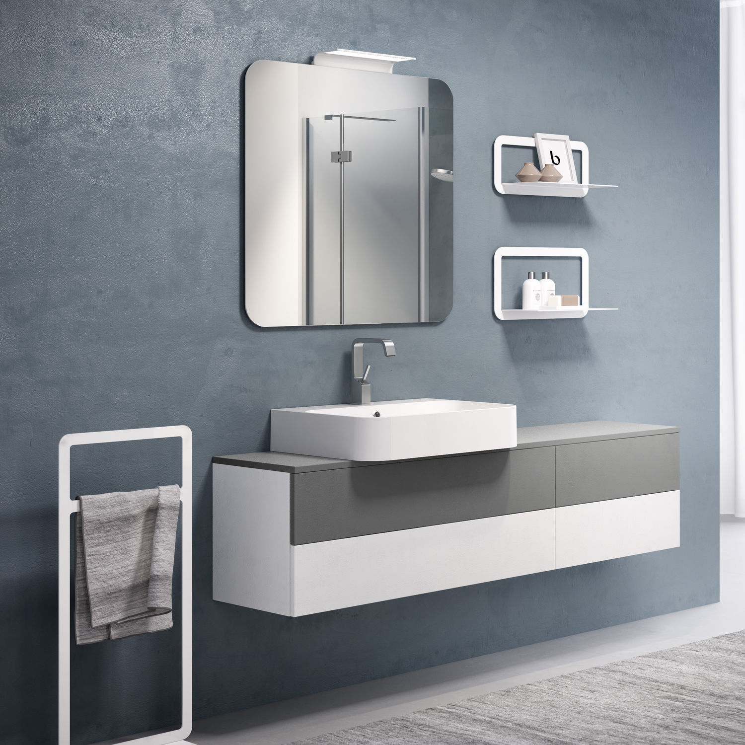 Wandhängender Waschtisch-Unterschrank - LOUNGE SLIM: 40 / 150 ...