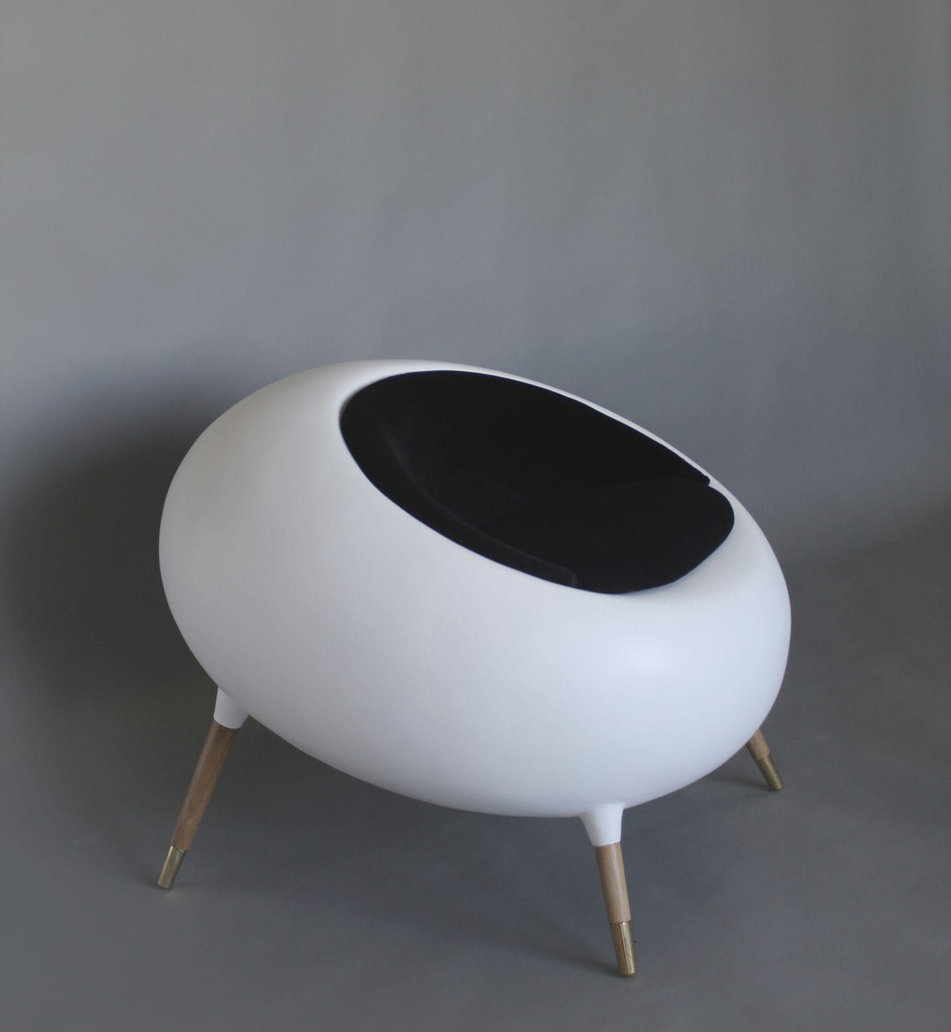 Sessel / organisches Design - ACARI - binome - Stoff / Eiche / Glasfaser