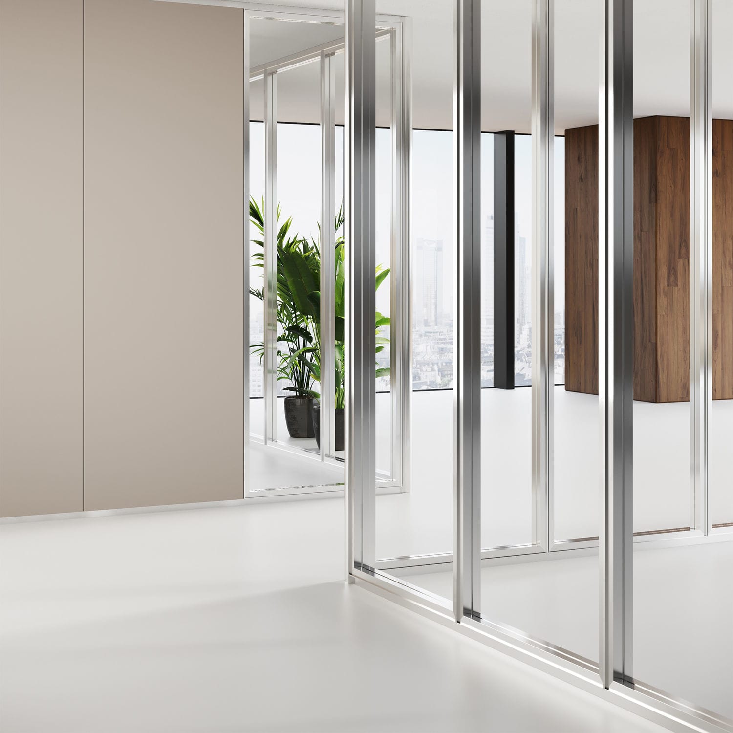 Modulare Trennwand - OVER - Las Mobili - mit Glasfront / Stahl / Kunststoff