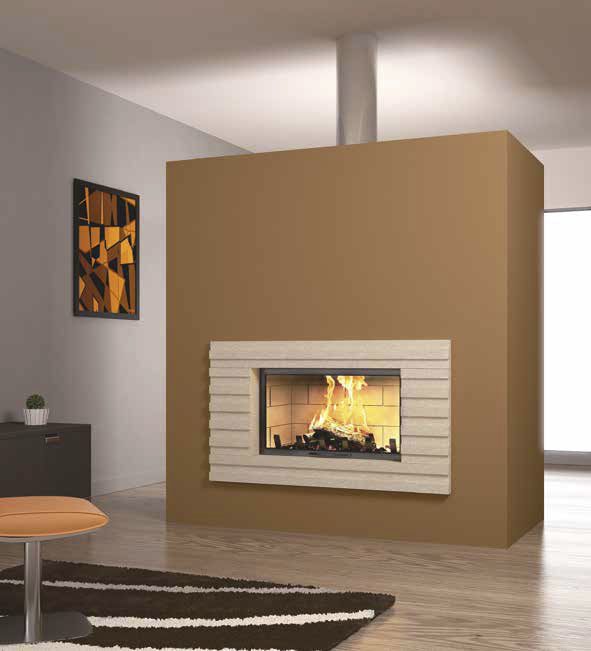 Holzkamin - JANNA - Axis - modern / geschlossene Feuerstelle / rechteckig