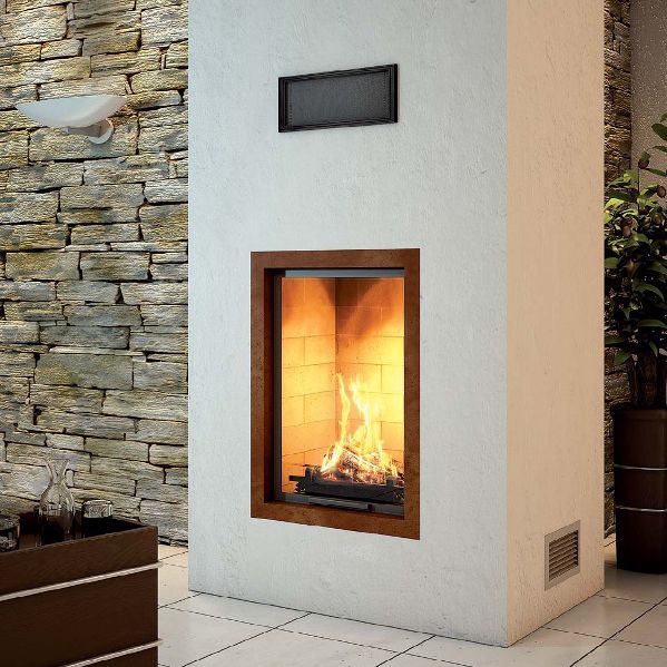 Holzkamin - CADRE DESIGN (HAUTEUR) - Axis - modern / geschlossene ...