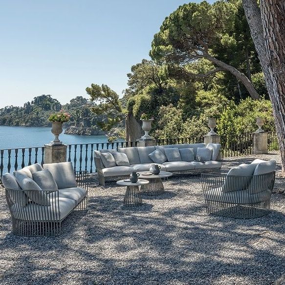 Moderner Couchtisch - Venexia - Ethimo - Lavastein / Gestell aus Aluminium / rund