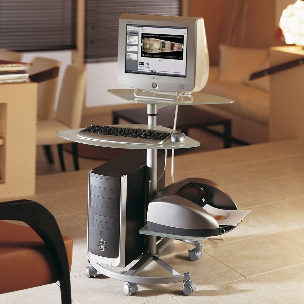 Moderner Computertisch - MEC - Systemtronic - rund / mit Rollen / für Büro