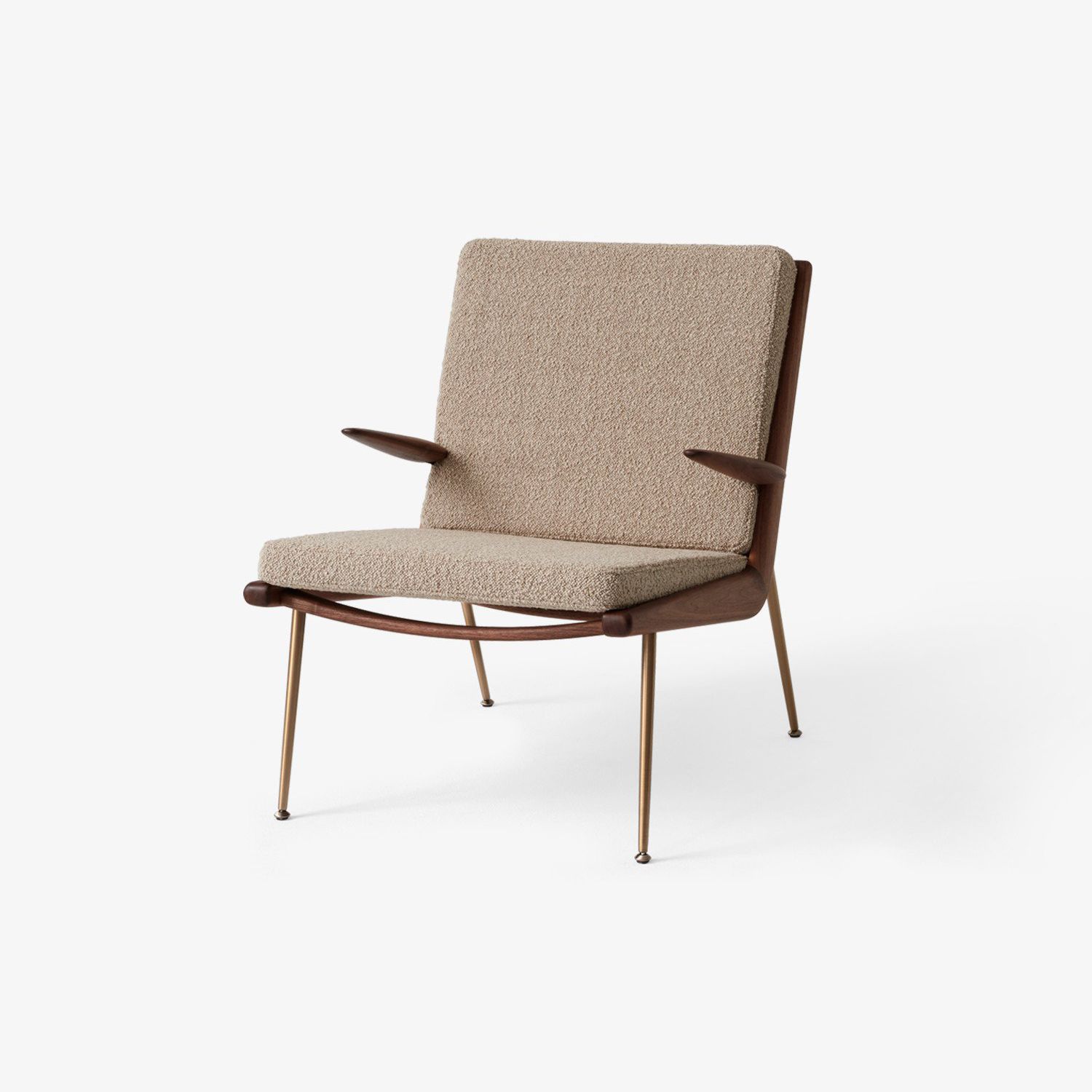 Moderner Sessel - BOOMERANG - Andtradition - Stoff / Massivholz / Messing