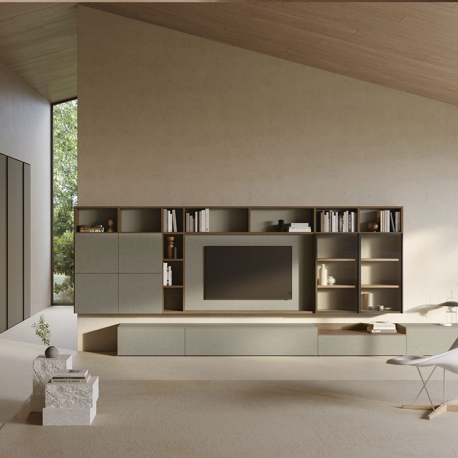 Moderne Wohnwand - SM2520 - ZALF spa - melaminbeschichtet