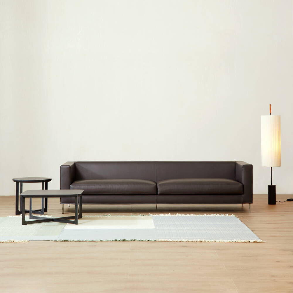 Braunes Sofa - LIZARD - Atelier Alinea - Stoff / Leder / Stahl