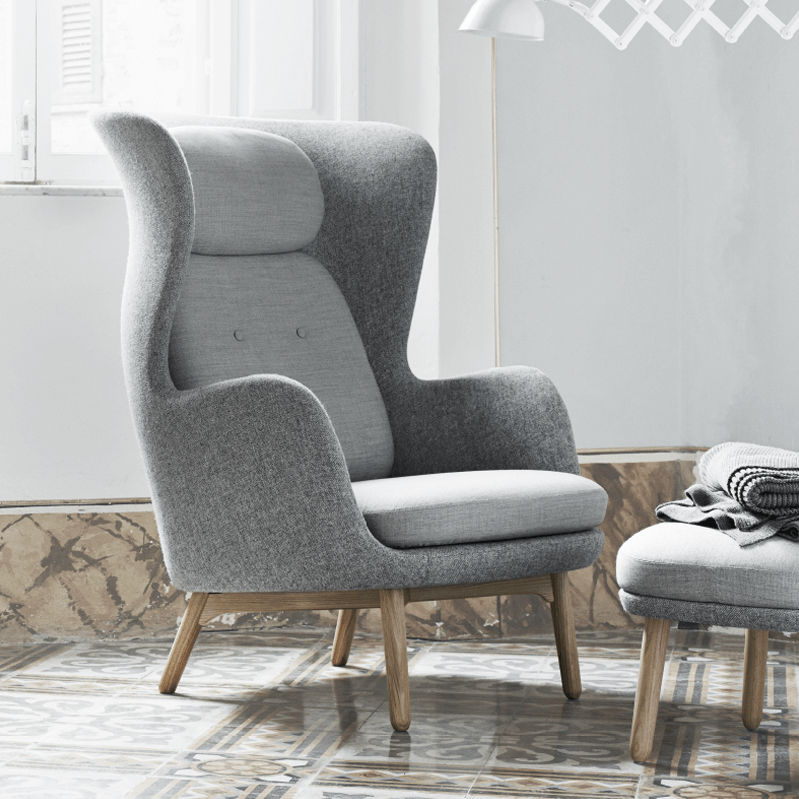 Moderner Sessel - RO™ - Fritz Hansen - Stoff / Ohren / grau