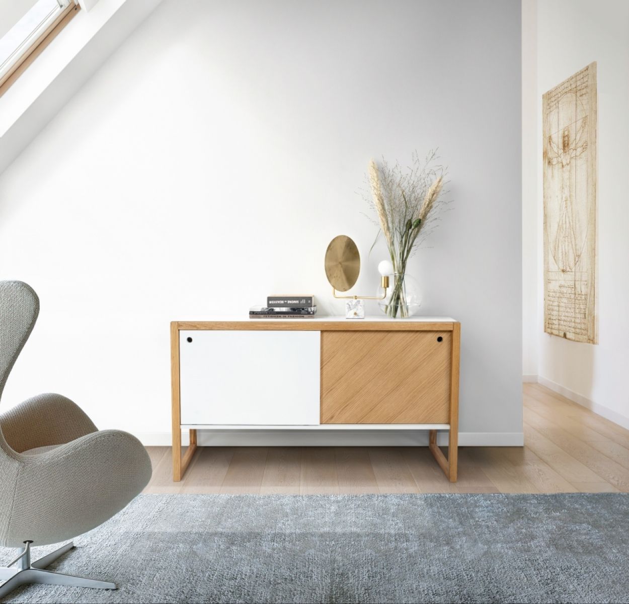Modernes Sideboard - CUBIS - Woodman Ltd. - Massivholz / mit Regal / weiß
