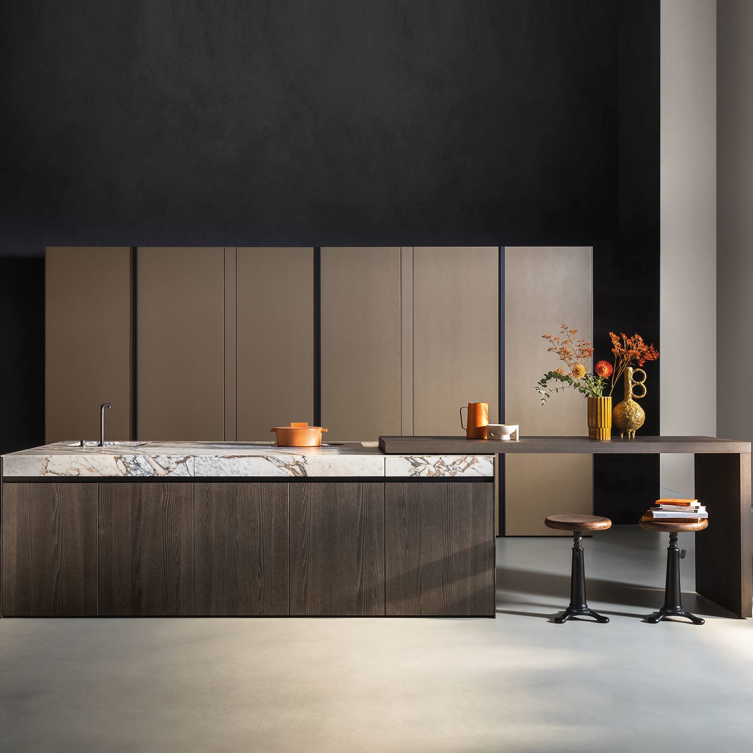 Moderne Küche - SEI - Euromobil spa - Holzfurnier / lackiertes Holz ...