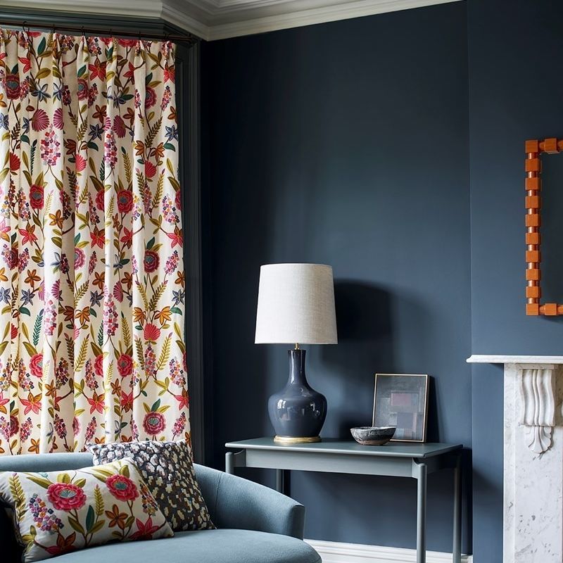 Vorhangstoff - CAMILLE - Jane Churchill - Blumenmotive / Baumwolle / Leinen