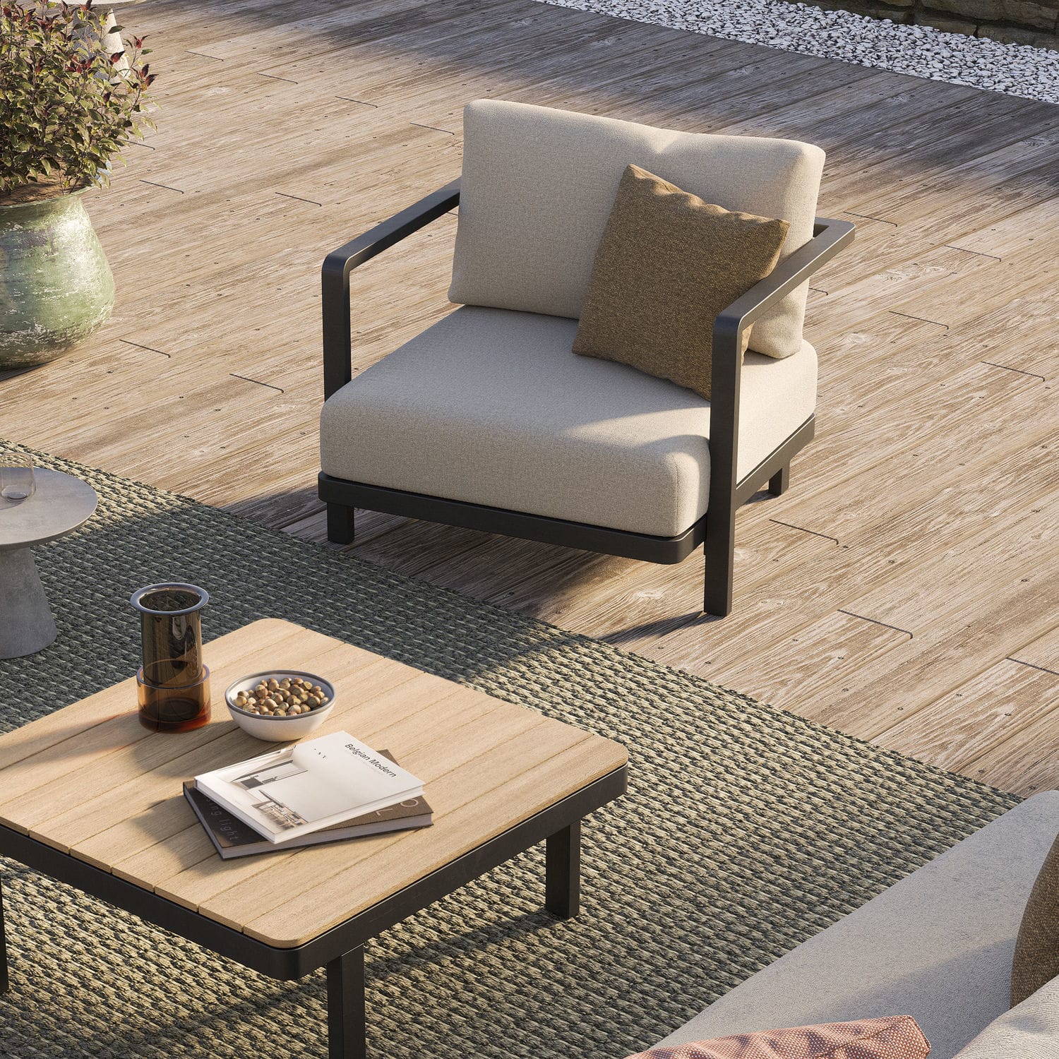 Moderner Sessel - ALURA - Royal Botania - Batyline® / Aluminium / grau