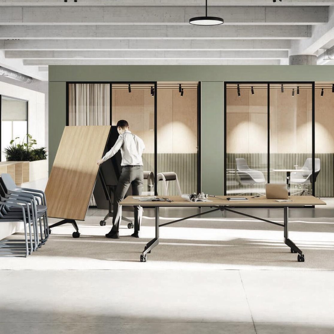 Moderner Besprechungstisch 440 CONFAIR Wilkhahn Holzfurnier Laminat Gestell aus Metall