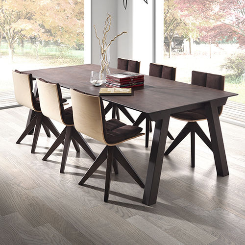 Moderner Tisch - DUERO - DRESSY - Keramik / Gestell aus Holz / rechteckig