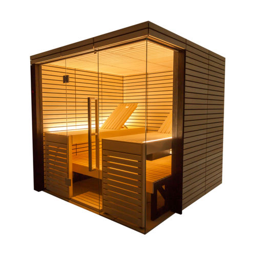 Infrarotsauna - LINDEA VIEW LARGE - Sentiotec - für Gewerbegebrauch / Holz / Glas