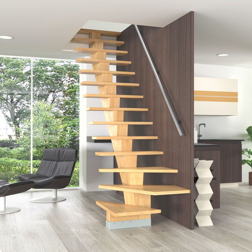 Gerade Treppe - KALEA - SOGEM - viertelgewendelt / mit Stufen aus Eiche ...